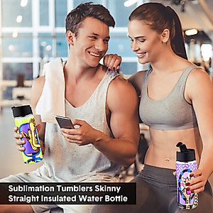 Mimorou 10 Pack Sublimation Blank Water Bottle Bulk 18 oz Stainless Steel Double Wall Sport Bottles Sublimation DIY Bottles for Gym, Hiking, Camping, Sports Outdoor Hot or Cold Drinks