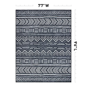 Rugshop Contemporary Geometric Bohemian Stain Resistant Flat Weave Eco Friendly Premium Recycled Machine Washable Area Rug 7'7"x9'6" Dark Gray