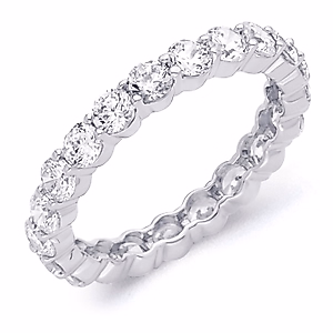 14k White Gold 3mm Wedding Eternity Band - Size 6