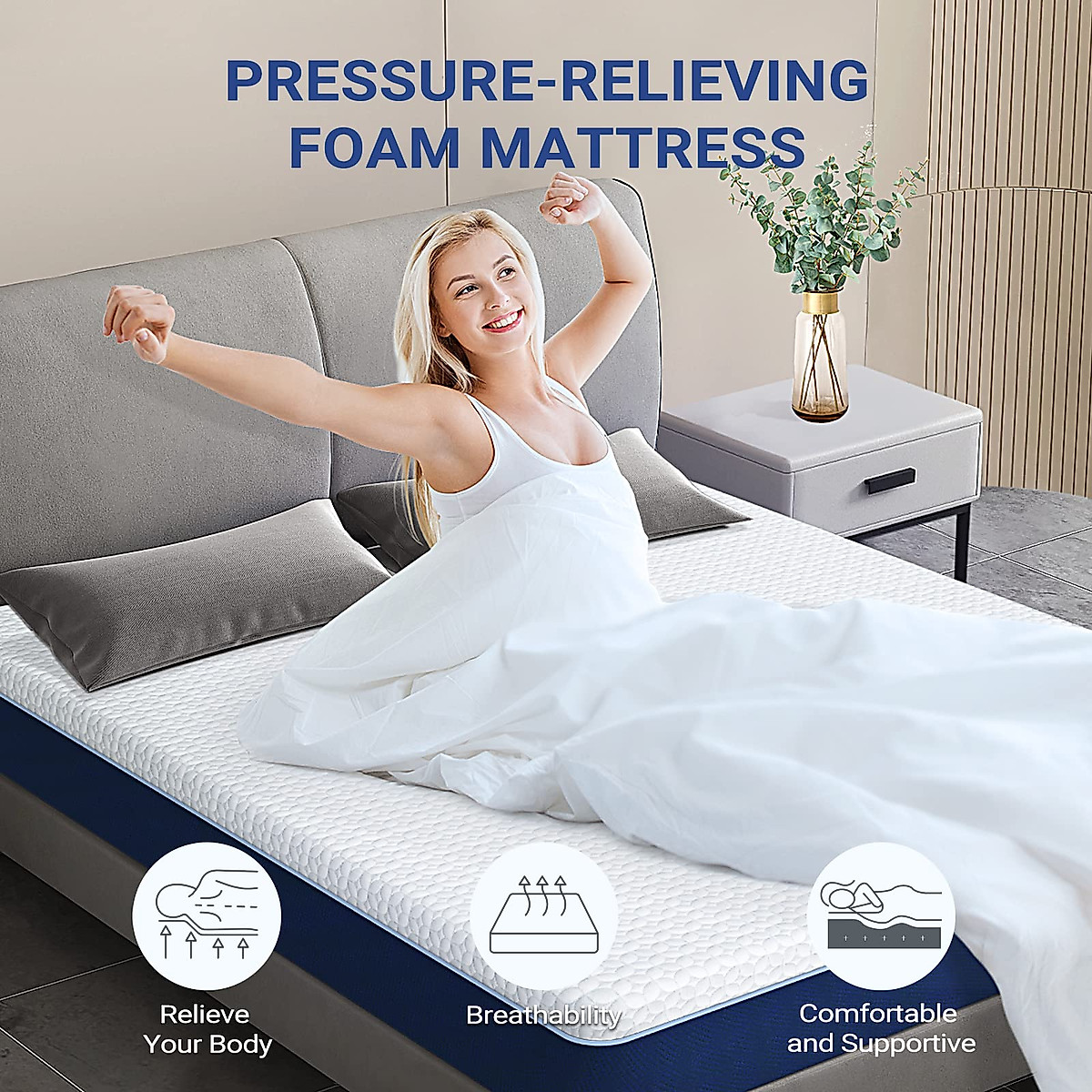 VXZ Full Size Mattress, 6 Inch Gel Memory Foam Mattress in a Box, CertiPUR-US Certified Full Mattress, Pressure Relief &Motion Isolation, Supportive Medium-Firm Mattress Full Size, Made in USA