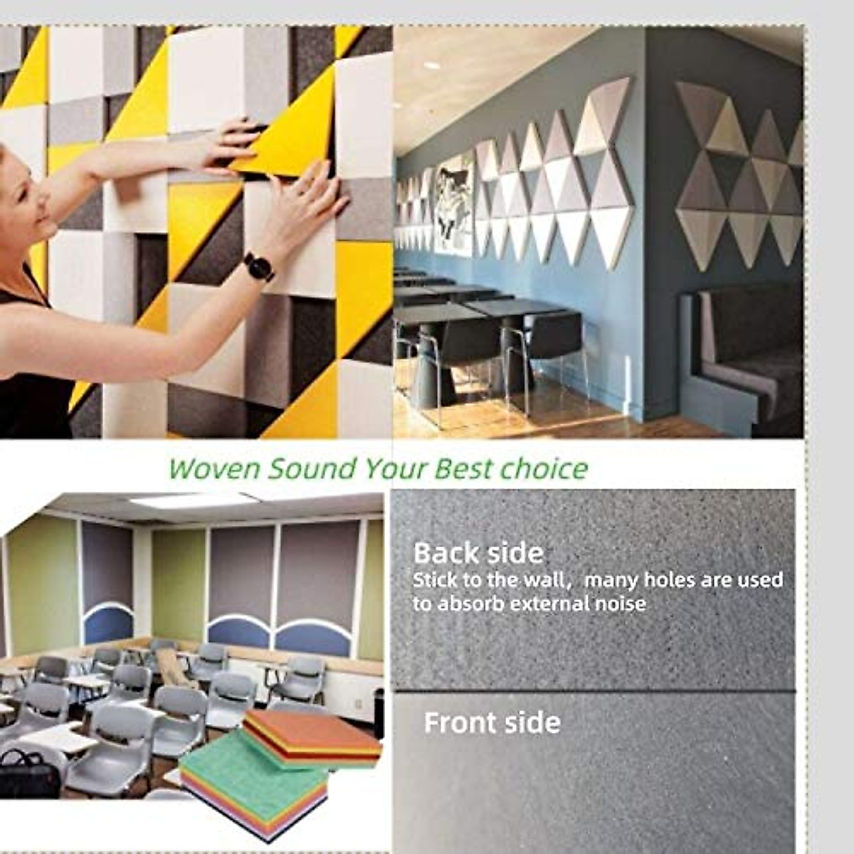 Acoustic Absorption Panels Zero Emission Sound Proofing Flame Retardant Panels, Use for Wall Decoration and Acoustic Treatment, 12 X 12 X 0.4 Inches 12 Packs (Snowy White)