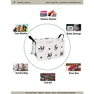 ONOEV Rectangular Fabric storage box, decorative basket and finishing basket with handle are used for the storage of clothes, books and sundries (Bulldog) 14.9’’L ×10.2’’W×9.05’’H inches