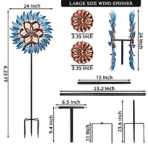 WONDER GARDEN Wind Spinner - 6.2FT Large Wind Spinner Metal Windmills for Patio Lawn and Garden Outdoor Decorations