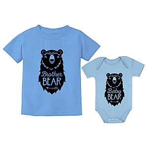Big Brother Bear Shirt Baby Boy Girl Infant Bodysuit Siblings Matching Outfits Toddler California Blue 2T / Baby Aqua 6M (3-6M)