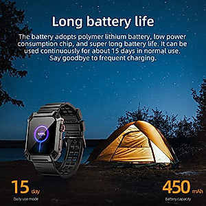 LOKMAT Military Smart Watches for Men - 5ATM/IP68K Waterproof, Blood Oxygen, Heart Rate, Sleep Monitor, Fitness Tracker Rugged Smart Watch for Compatible with Android and iOS Phones