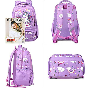 Meisohua School Backpack for Girls Elementary Unicorn Backpack Set 3 in 1 Kids Bookbags Schoolbag Sets with Lunch Bag Pencil Case