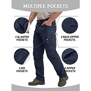 TACVASEN Men's Tactical Stretch Pants Quick-Dry Fishing Travel Hiking Pants Navy, 40
