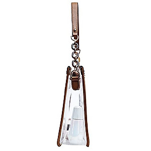 KKXIU Fashion Clear Crossbody Purse for Women and Teen Girls Stadium Approved PU Leather Concert Bag with Adjustable Strap (Brown)