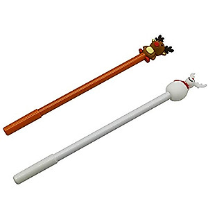 Maydahui 12PCS Christmas Theme RollerBall Pens Black Gel Ink Xmas Tree Snowman Reindeer Santa Claus Shape Pen for Boys Girls Desk Decoration Accessory