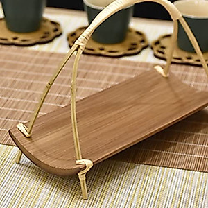 Sushi Tray Wood Food Containers Wooden Serving Tray Guest Towel Holder Tea Dessert Dish Plate Platter with Handle for Breakfast Home Kitchen Bathroom Snack Containers