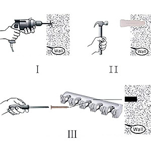 KK5 Broom Holder Rack & Garden Tool Organizer Rake or Mop Handles, Wall Mounted Commercial Organizer Saving Space Storage Rack for Kitchen Garden and Garage