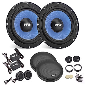 Pyle Two-Way Component Speaker System - One Pair 6.5" Two-Way Component Kit, Non-Fatiguing Butyl Rubber Surround, 360 Watts w/ 4 Ohm Impedance and 1" High-Temperature ASV Voice Coil - PL650CBL