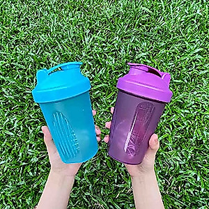 EBAT Shaker Bottle in Cute Pink (Lid & Body) w. Classic Loop Hook,Measurement Marks of 12 OZ/400 ML & A Small Stainless Whisk Blender Ball,Anti-Slip,BPA Free,PP5 Certified,Leak Proof,Dishwasher Safe