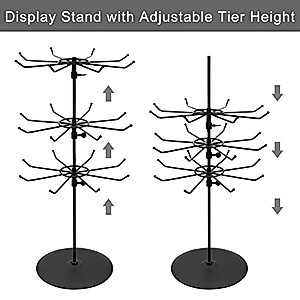 APL Display Medium Duty Adjustable Three Tier Counter Top Spinner Display Stand, Black