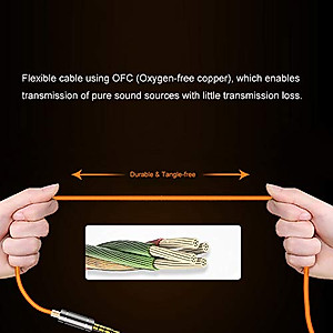 TIMMKOO Wired Earbuds Dual Drivers Phone Earbuds with Mic Bass Earphone with Microphone Noise Isolating for iPhone Android Smartphones Tablets Laptop Orange