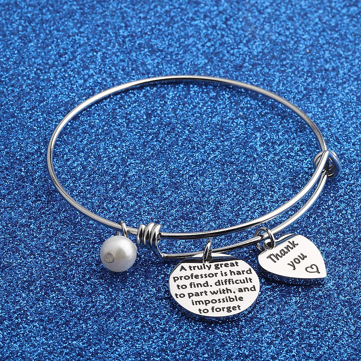 BEKECH Professor Gift Mentor Gift Teacher Jewelry A Truly Great Professor is Hard To Find Difficult To Part With Keychain Retirement Gift Appreciation Gift for Professor from Graduates (Bracelet)