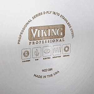 Viking Culinary Professional 5-Ply Stainless Steel Nonstick Fry Pan, 8 Inch, Ergonomic Stay-Cool Handle, Dishwasher, Oven Safe, Works on All Cooktops including Induction