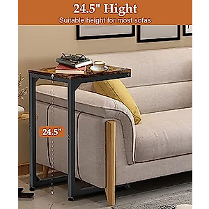 Artigarden C Table End Table with Metal Frame Small Side Table for Couch, Sofa TV Tray Table for Living Room, Bedroom, Bedside Matte Black