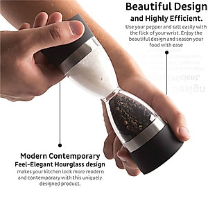 SAHKGYE Salt And Pepper Mill Grinder Set 2 in 1 Salt & Peppercorn Shaker Mill Double Head Refillable Spice Grinder with Ceramic