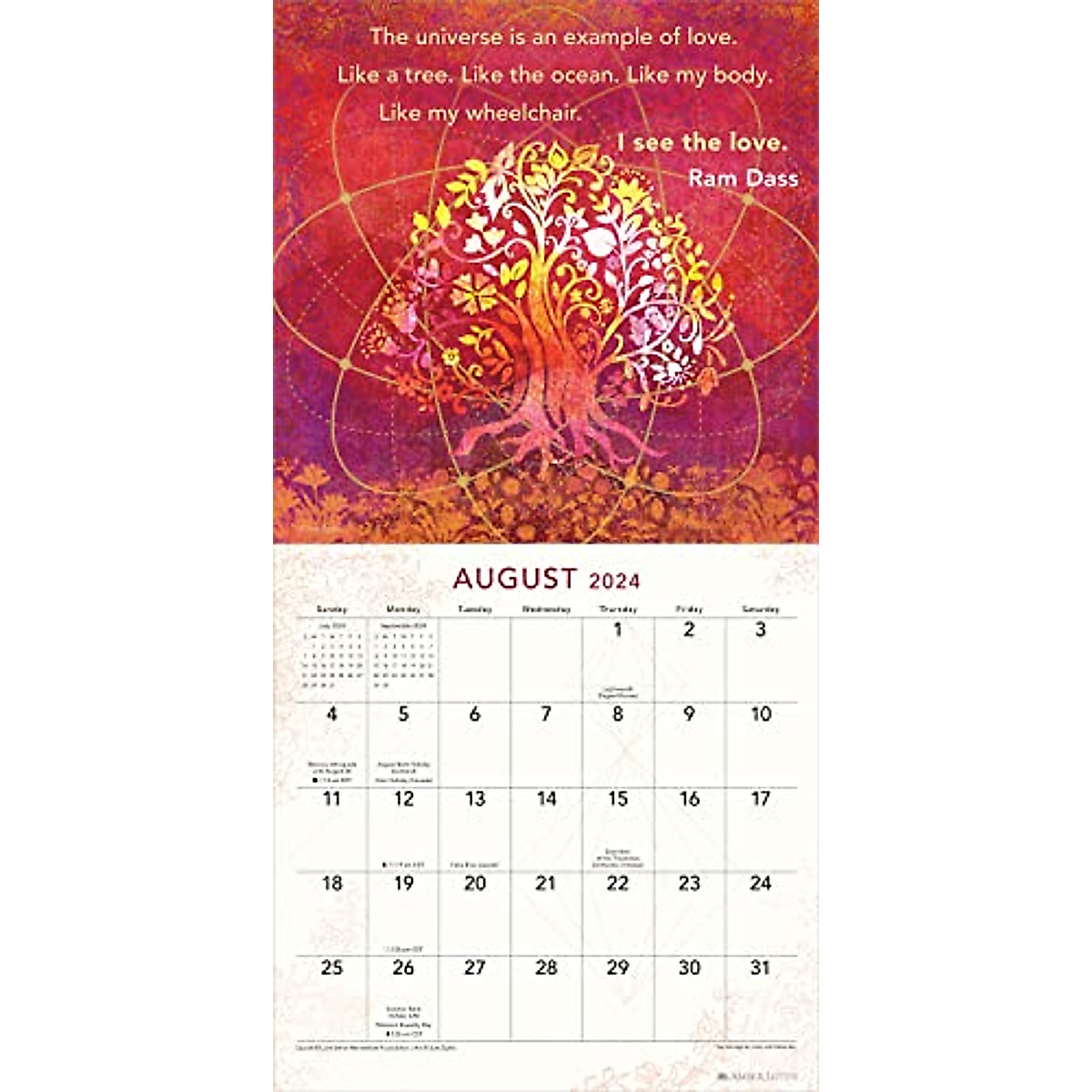 Be Here Now 2024 Wall Calendar: Teachings from Ram Dass | 12" x 24" Open | Amber Lotus Publishing