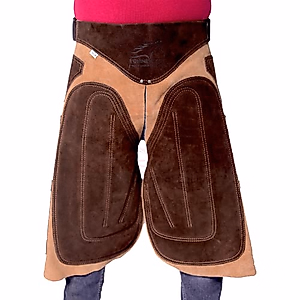 Equine Care Farrier Chaps 4 Knife Pockets & Nail Magnet Cow Hide Suede Leather Horse Shoeing Apron (29 Inch-75 CM)