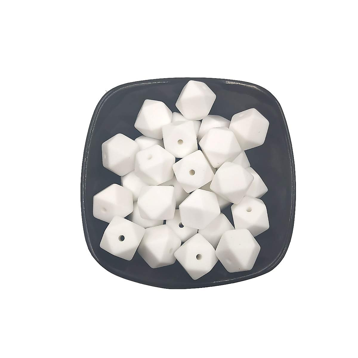 Alenybeby 50pcs Silicone Hexagonal Pearl Beads Ball 14mm Loose Silicone Geometric Hexagon Bulk Bead for Keychain DIY Mom Necklace Bracelet Craft Jewelry Making