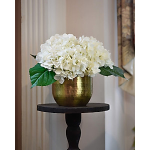 Serene Spaces Living Medium Antiqued Brass Vase - Simple Design with Curved Base Accent Piece, 5.75" Tall and 6" Diameter