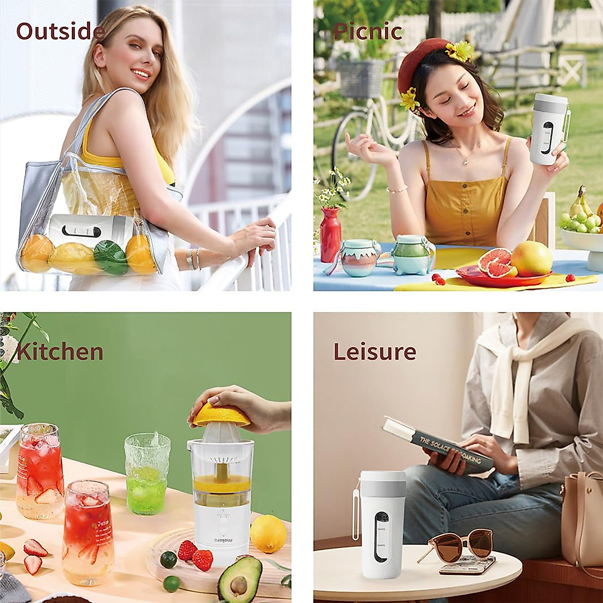 NDMUS 3 in 1 Portable Blender 12oz Juicer Machine with USB Type-C Rechargeable Multifunctional Juice Cup for Shakes and Smoothies, White, 90x170x230mm (MN550A)