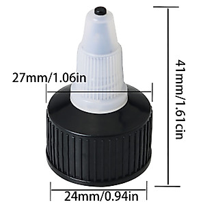 YHXiXi 8PCS Natural Twist Top Caps, Bottle Cap Dispensing Caps, Replacement Caps for Squeeze Bottles Angelus Paint Bottles, for Crafts, Art, Glue, Black