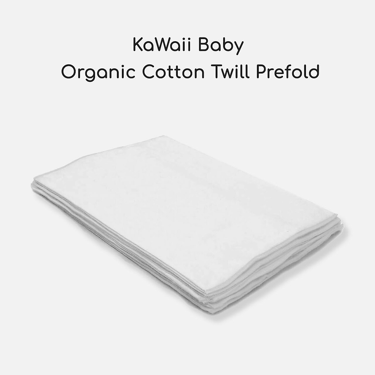 KaWaii Baby Prefold Cloth Diaper, Organic Cotton Twill, 4 x 6 x 4 ply DSQ Quality Washable & Reusable (10-36 lbs) White - 12-Count