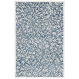 SAFAVIEH Jardin Collection Accent Rug - 3' x 5', Blue & Ivory, Handmade Wool, Ideal for High Traffic Areas in Entryway, Living Room, Bedroom (JAR753M)