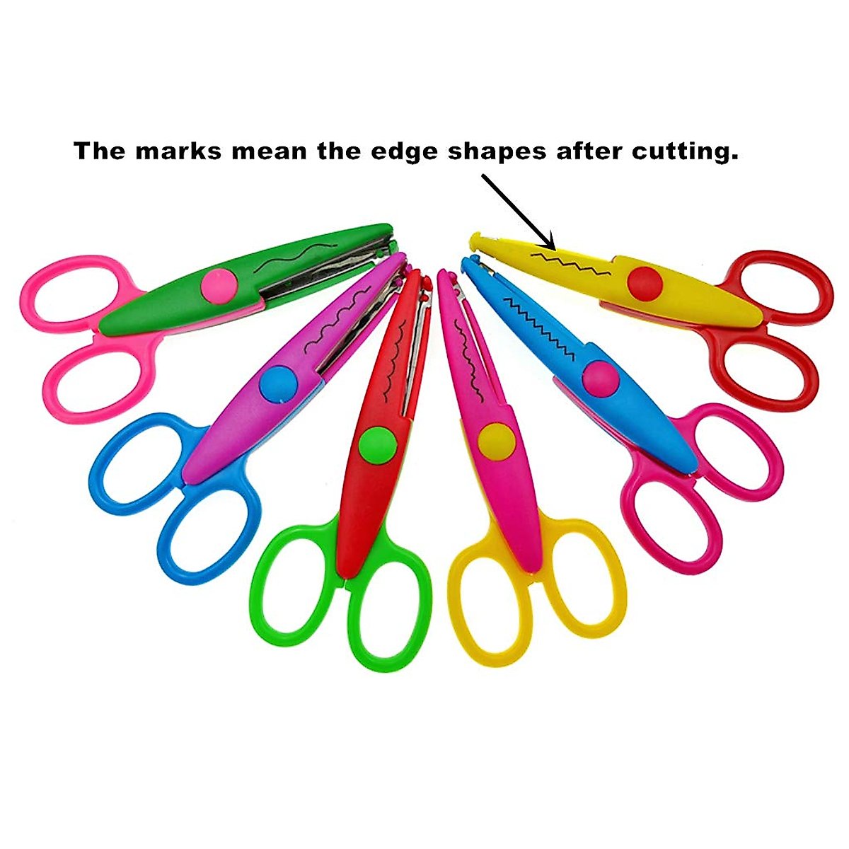 Kinteshun Lacework Wavy Paper Edger Scissors Pinking Shears Set for Handcraft Works(6pcs,Different Cutting Effects)