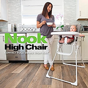 Joovy Nook High Chair Featuring Four-Position Adjustable Swing Open Tray, and Removable, Dishwasher-Safe Tray Insert for Easy Cleaning - Folds Down Flat for Easy Storage (Charcoal)