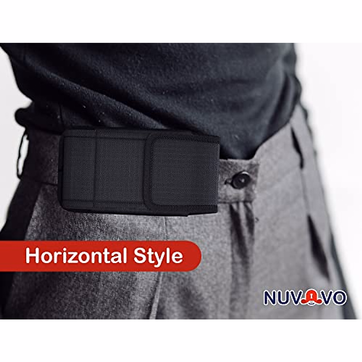 NUVAVO Cell Phone Holster Cell Phone Pouch for iPhone 14, 14 Pro, iPhone 13, 13 Pro, iPhone 12, 12 Pro, iPhone 11, XR, XS with Belt Clip Phone Belt Holder Pouch (Fits Phone with Otterbox Case on)