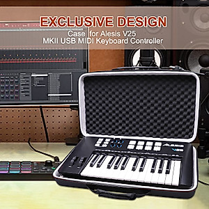 LTGEM Controller Case for Alesis V-Mini - 25-Key USB MIDI Keyboard Controller, Hard Storage Travel Protective Carrying Bag