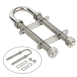 Amarine-made Stainless Steel Marine Boat Stern Bow Eye Tie Down U Bolt (1/2-Inch and 3/8-Inch Optional) (Silver, 3/8" Dia - 2-1/2" Thread Lenght)
