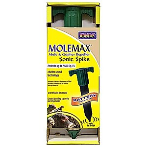Bonide Molemax Animal Repellent Stake For Gophers and Moles, Battery Operated, Humane Repellent