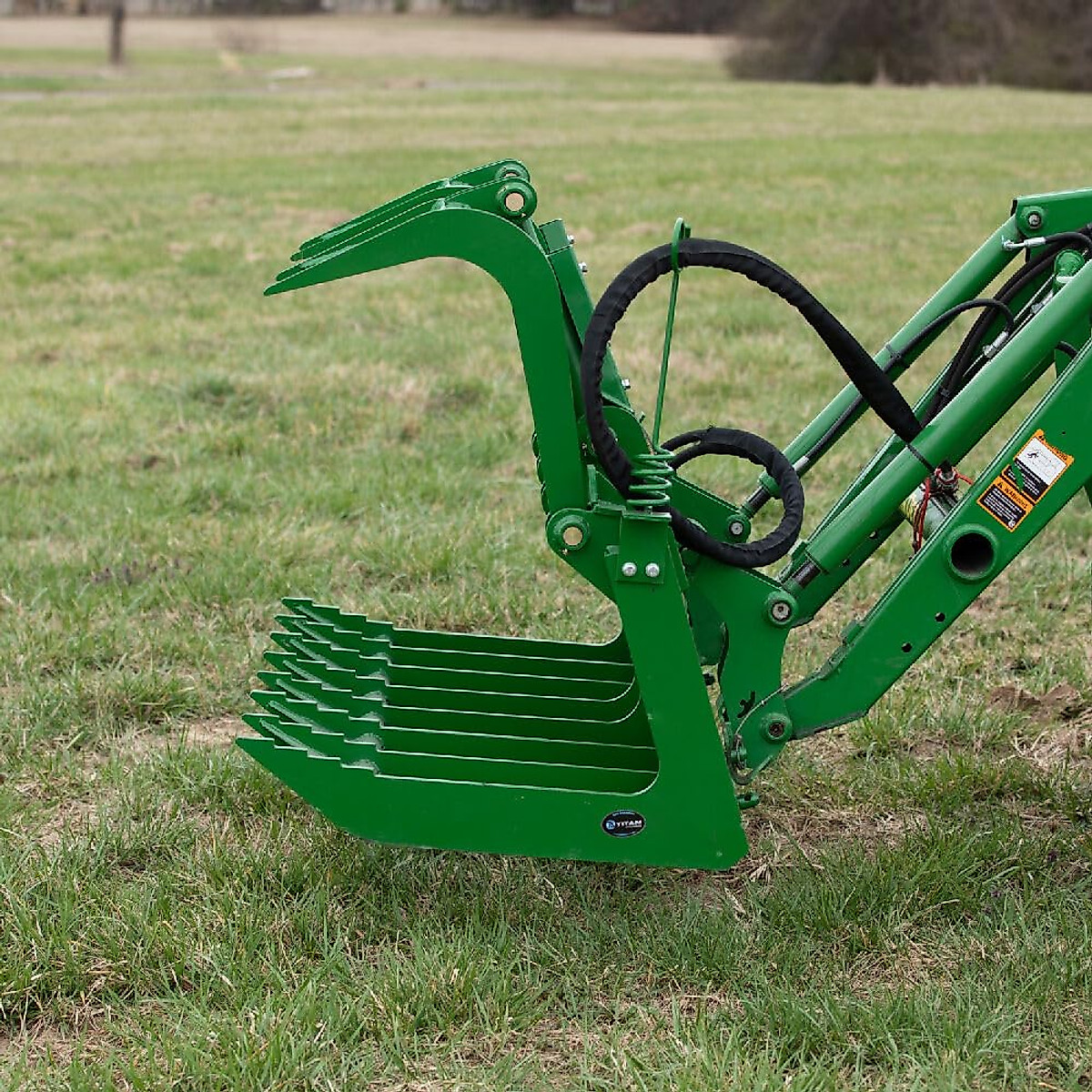 Titan Attachments 60in Root Grapple Bucket Attachment Fits John Deere Loaders, Hook and Pin Connection
