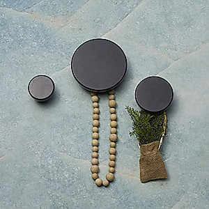 MELANNCO Round MDF Wall Hook, Set of 3, Black