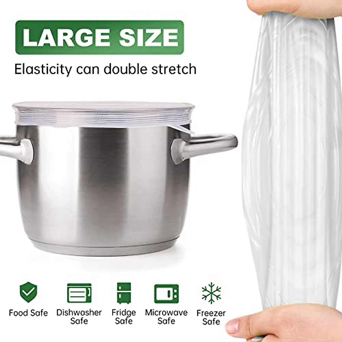 14 Pack Silicone Stretch Lids, 8 Different Sizes Leak-Proof Reusable Stretch Lids Include XXXL Diameter of 10.6” Food Storage Covers for 2.6”-13” Container, Microwave & Dishwasher & Refrigerator Safe