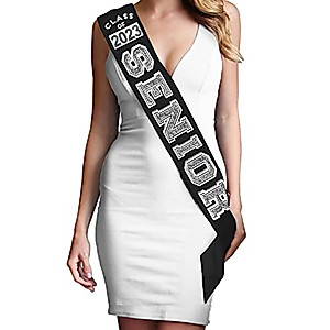 RhinestoneSash High School Graduation Gift - BLOCK 2023 Senior Black Satin Sash - Senior Graduation Supplies & Gifts - (Senior23) Black…