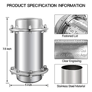 OXYEFEI Customized Stainless Steel Time Capsule Personalized Waterproof Lock Container for Future Gifts 7.5Inch (Stainless Steel)