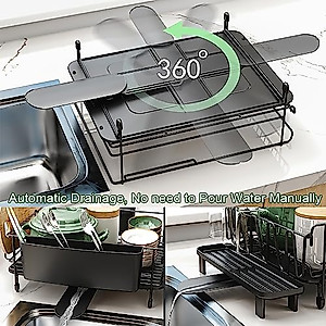 Runnatal Large Dish Drying Rack with Drainboard Set, Detachable 2-in-1 Large-Capacity 2-Tier Over The Sink Dish Drying Rack and Dish Drainer for Kitchen Counter