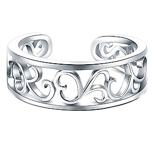 BORUO Woman's Sterling Silver 925 Adjustable Ring Diamond Stackable Engagement Rings for Wedding Women Band Rings Sets Cubic Zirconia Jewelry Gift(2PCS) (Adjustable, Platinum,White)