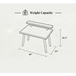 BAROKKO Solid Wood Desk 46"; Computer Desk;Home Office Desk with Monitor Shelf