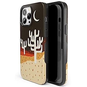 Casely Case Compatible with iPhone 14 Pro Max | Compatible with MagSafe | Desert Nights | Cactus & Moon Western Colorblock Case