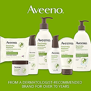 Aveeno Positively Radiant Brightening Facial Cleanser for Sensitive Skin, Targets Dull Skin, Moisture Rich Soy Extract, Non-Comedogenic, Oil- & Soap-Free, Hypoallergenic, 11 Fl. Oz