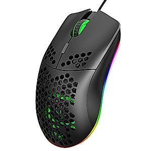 Ruiqas Optical Mouse 6 Buttons Macro Programmable Ergonomic Wired Gaming Mouse with RGB Light 6400DPI for Desktop PC Computer
