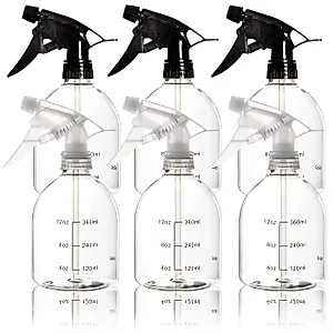 Youngever 6 Pack Empty Plastic Spray Bottles, Spray Bottles for Hair and Cleaning Solutions, 6 Pack 16 Ounce Bottles (3 Clear and 3 Black)