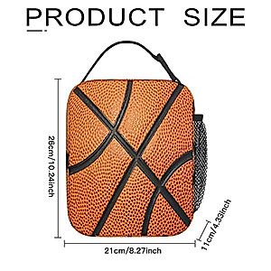 SEIMIYDF Reusable Basketball Lunch Bag for Men/Women, Insulated Portable Lunch Box Leakproof Cooler Tote Bag for Office Work Picnic Beach